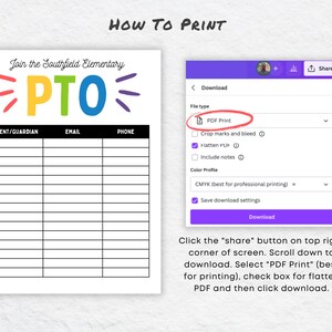 PTO Sign up Sheet Editable Canva Template, Edit for PTA - Etsy