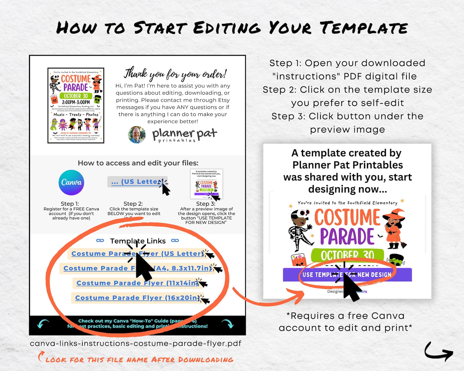 Editable Halloween Costume Parade Flyer Canva Template | Elementary ...