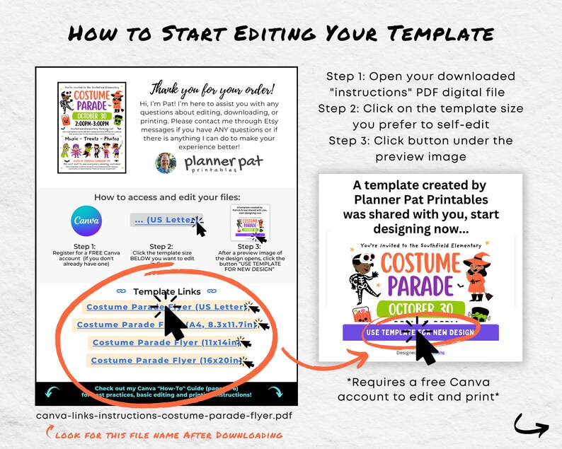 Editable Halloween Costume Parade Flyer Canva Template | Elementary ...