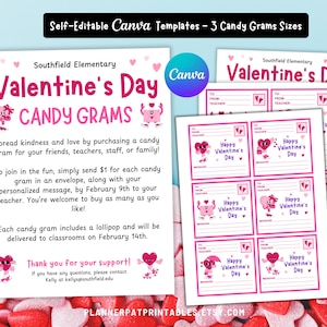 Editable Valentines Day Candy Grams Printable, Kids Valentines Gram ...