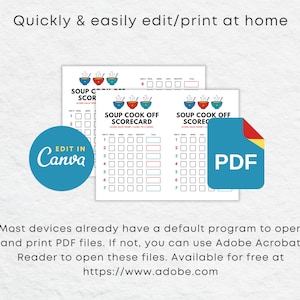 Soup Cook off Scorecard Printable for Soup Competition, Editable in ...