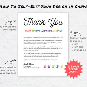 Editable PTO Thank You Letter Template, Edit for PTA - Etsy