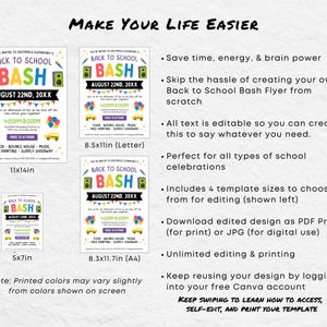 Back to School Bash Flyer Template: Editable Canva Invitation (digital ...