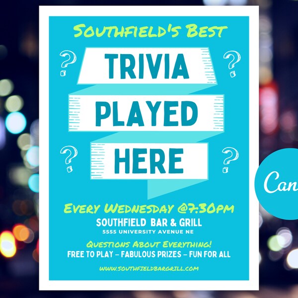 Pub Quiz Template - Etsy