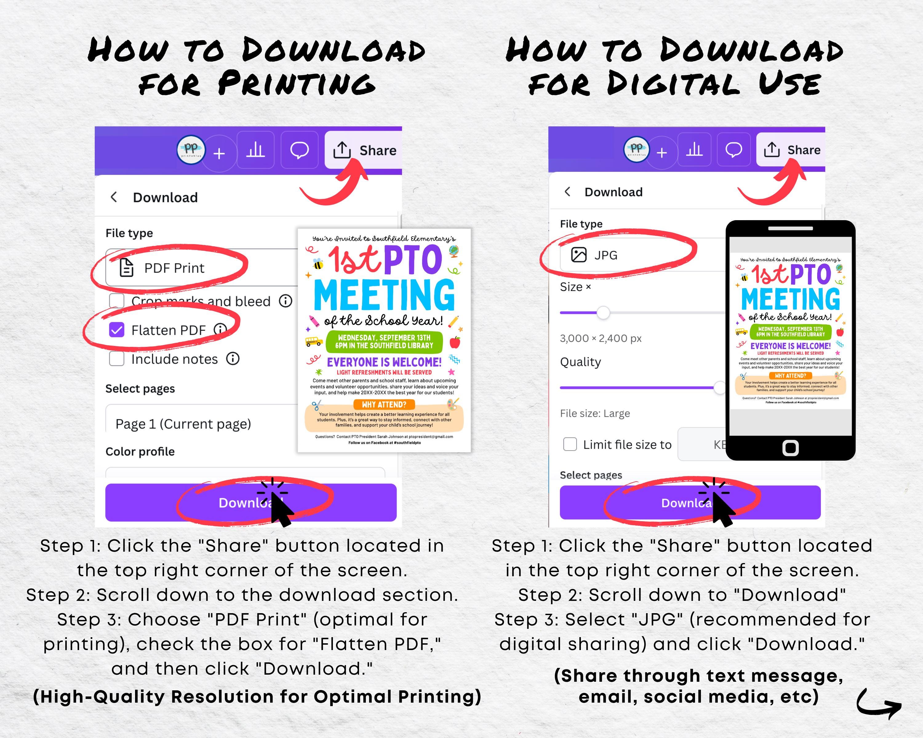 Editable PTA PTO Meeting Flyer | Canva Parent Group Invitation Template ...