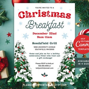 Editable Christmas Breakfast Invitation Template, Holiday Brunch Invite ...