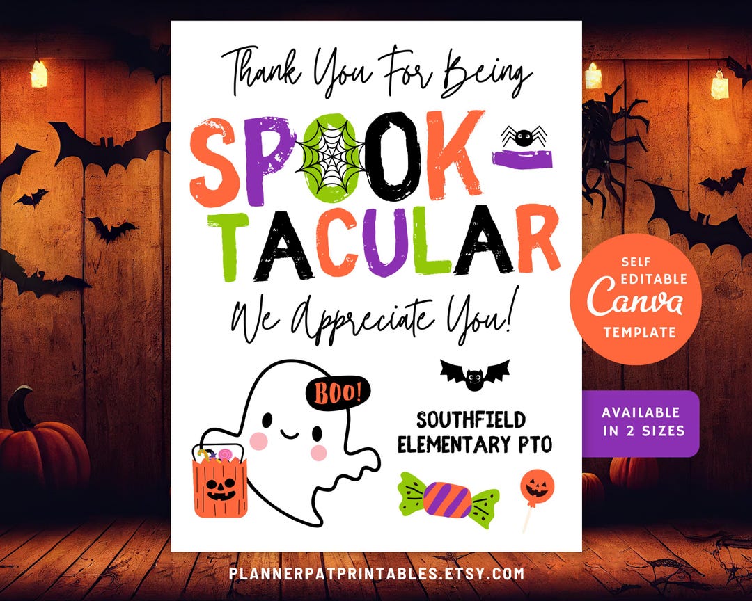 DIY Halloween Appreciation Sign Template, Thanks for Being Spook ...