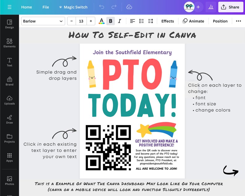Editable Join the PTO Today Flyer Template, QR Code PTA Recruitment ...