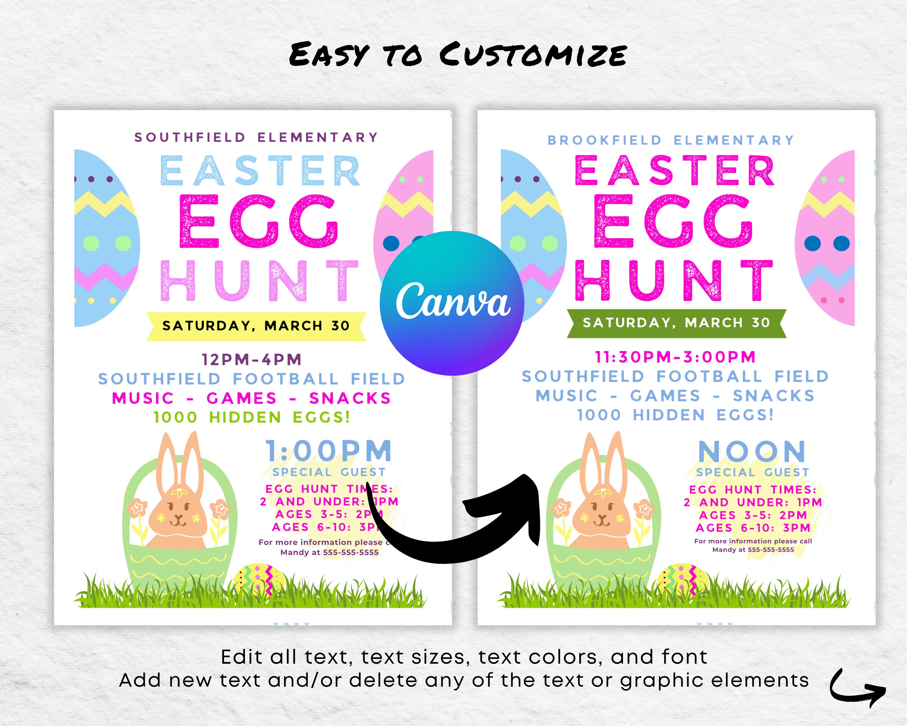 Easter Egg Hunt Flyer: Editable Fundraiser Canva Template (digital ...