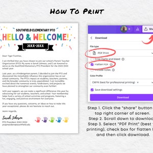 Editable PTO Welcome Letter Printable, PTA Welcome Message, Canva ...