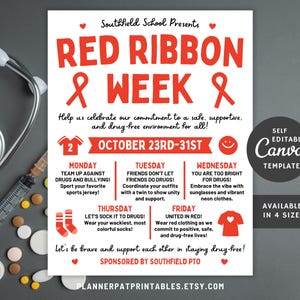 Editable Red Ribbon Week Flyer Template | Anti-drug Awareness Campaign ...