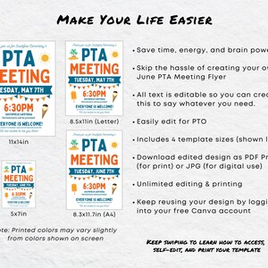 Editable June Meeting Flyer Printable, End of School PTO PTA Meeting ...