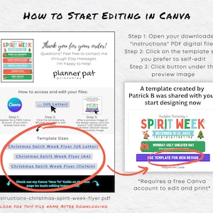 Editable Christmas Spirit Week Flyer Canva Template, December School ...