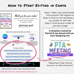 Editable Spring PTA Meeting Flyer Template, PTO PTA April News, Canva ...