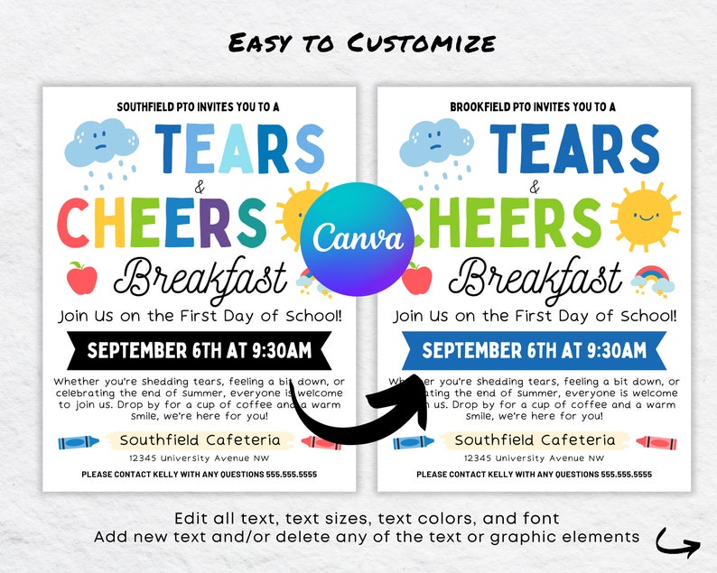 Editable Cheers and Tears Breakfast Flyer Template, Boo Hoo Breakfast ...