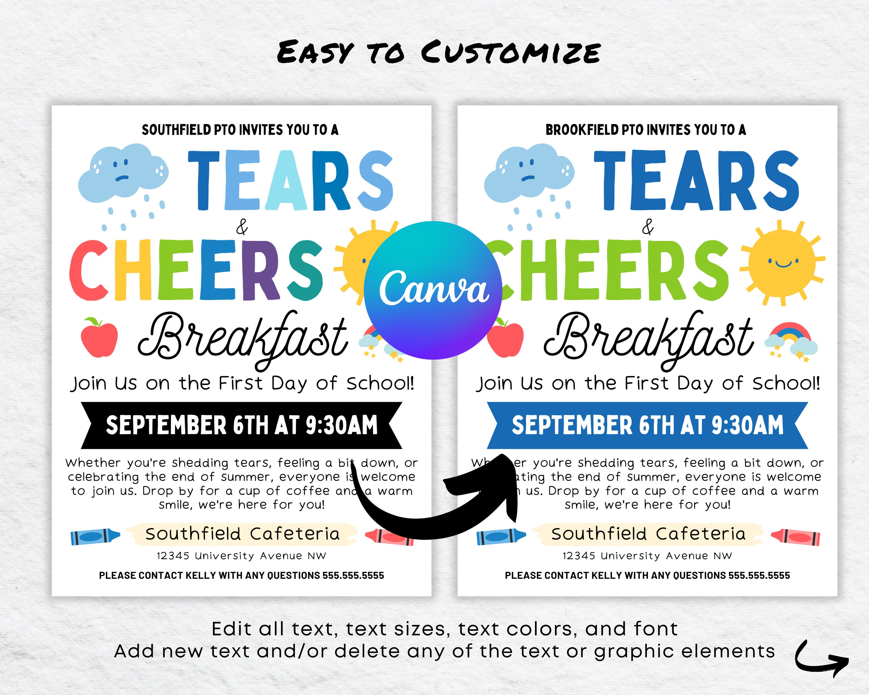 Editable Cheers and Tears Breakfast Flyer Template, Boo Hoo Breakfast ...