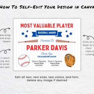 DIY Baseball Certificate Template, Editable Sports Award (canva ...