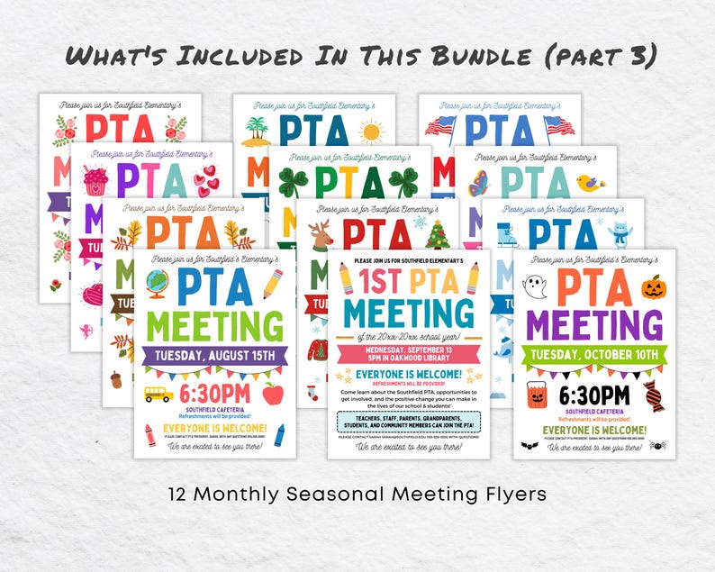Editable School Flyer Templates: PTA PTO Leader Bundle (digital ...