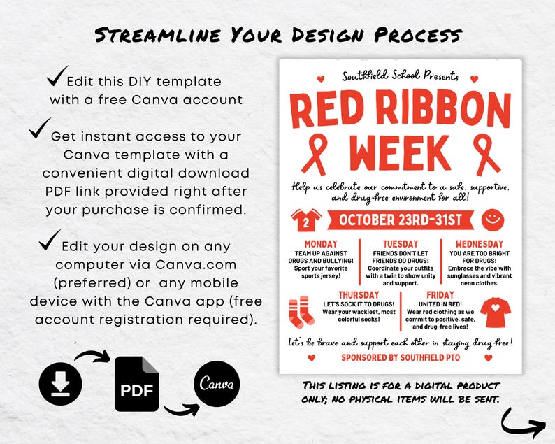 Editable Red Ribbon Week Flyer Template | Anti-drug Awareness Campaign ...
