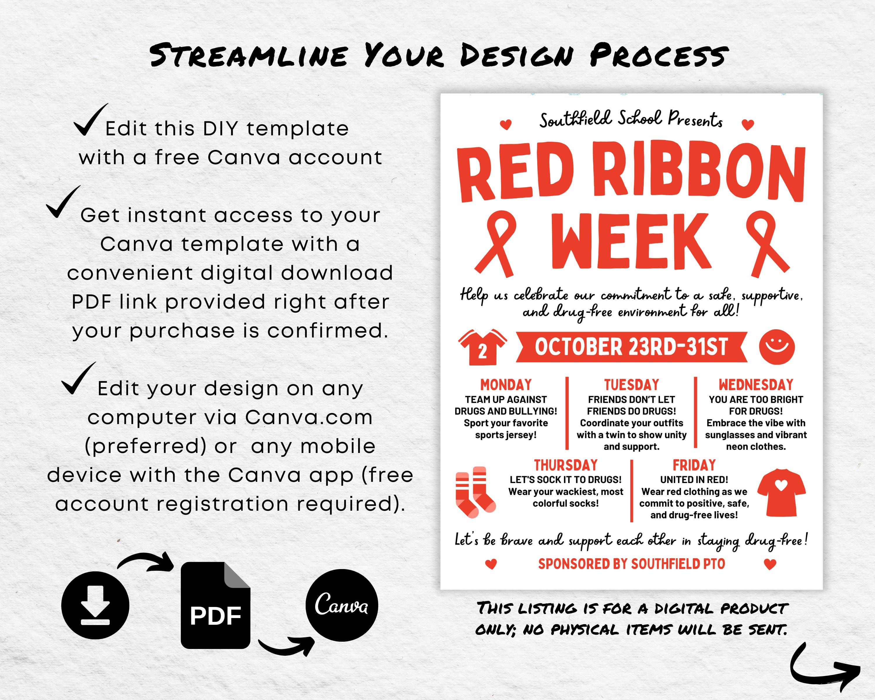 Editable Red Ribbon Week Flyer Template | Anti-drug Awareness Campaign ...