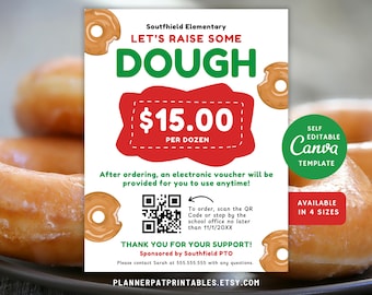 Editable Donut Fundraiser Flyer Template, School Donut Fundraising ...