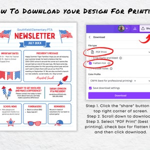 Editable July Newsletter Template, PTO PTA 4th of July Newsletter Canva ...