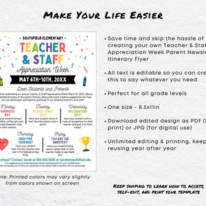 Editable Parent Newsletter Itinerary Flyer for Teacher & Staff ...