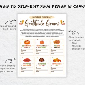 Editable Thanksgiving Gratitude Grams Canva Template: PTA PTO ...
