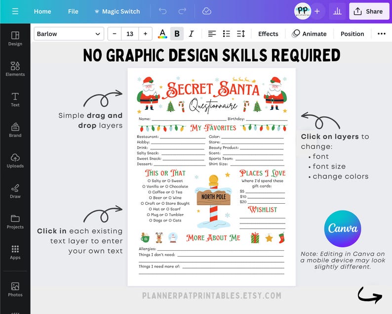 Secret Santa Bundle: Editable Christmas Gift Exchange Templates (canva ...
