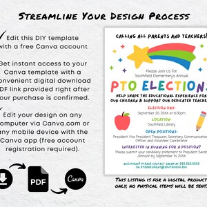 Editable PTA PTO Election Volunteer Board Member Flyer Printable Canva ...