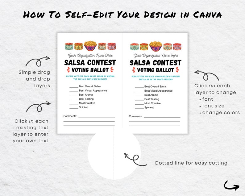 Editable Salsa Contest Ballot Printable, Salsa Voting Sheet Canva ...