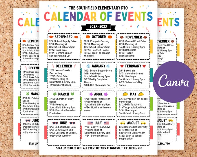 Editable Monthly PTO PTA Flyer Printable Handout Parent Teacher Meeting ...