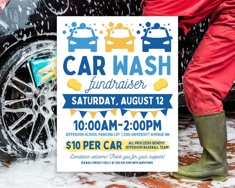 Editable Car Wash Fundraiser Flyer Template: School Fundraising ...