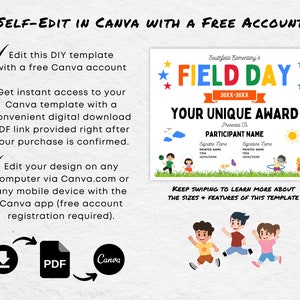 Editable Field Day Award Certificate Template, PE Gym Awards Printable ...