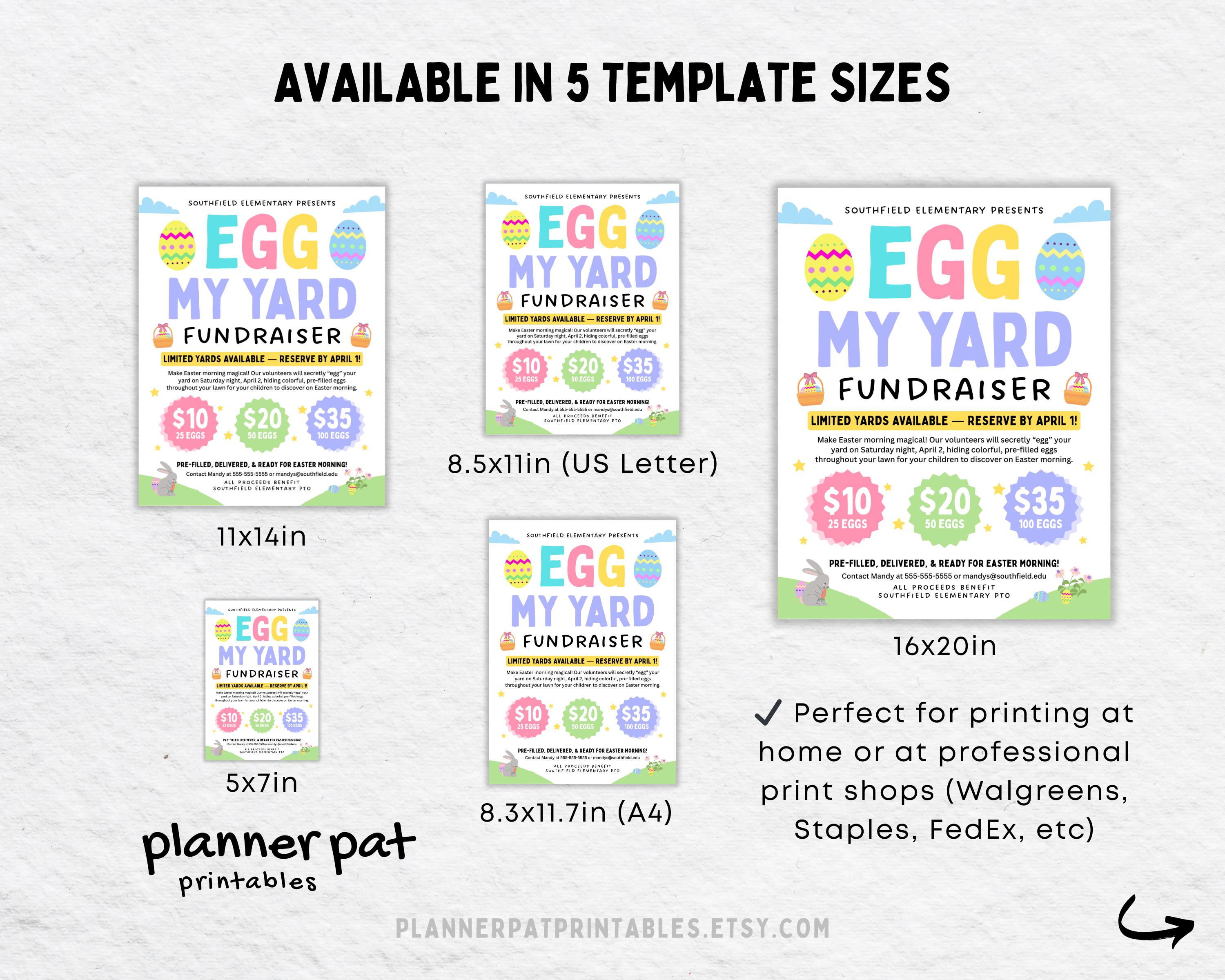 Easter Egg My Yard Fundraiser Flyer | Editable Canva Template (digital ...