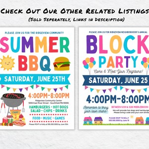 Summer BBQ Potluck Flyer Editable Template, Community BBQ Cookout ...