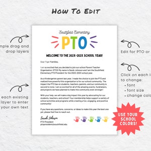 Editable PTO PTA Welcome Letter Template: Minimalist School ...