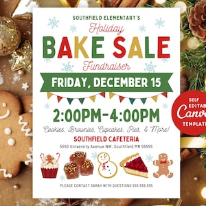 Editable Holiday Bake Sale Flyer, School Fundraiser Template - Etsy