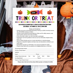 Editable Trunk or Treat Car Registration Template, Vehicle Sign up Form ...