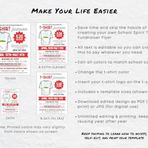 T-shirt Fundraiser Flyer Editable Printable, Spirt Wear Template Canva ...