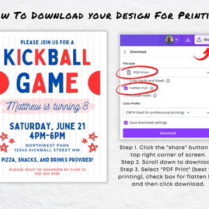 Editable Kickball Invitation Template, Sports Birthday Party Flyer ...