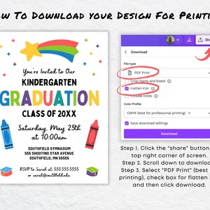 Editable Kindergarten Graduation Invitation, Preschool Graduation ...