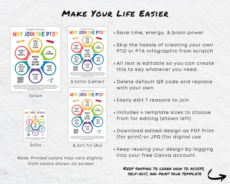 Editable PTO PTA Infographic Flyer | Canva Recruitment Poster Template ...