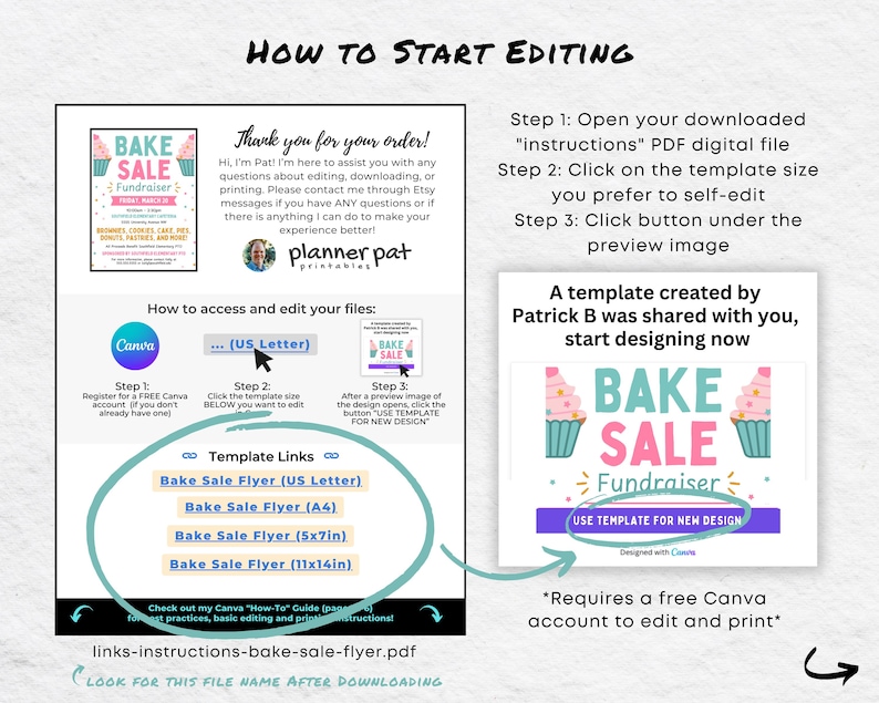 Editable Bake Flyer Template | Canva Printable Fundraiser - Etsy