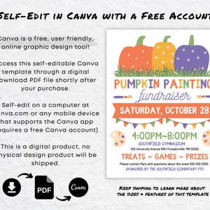 Editable Pumpkin Painting Flyer, School Fundraiser, Canva Template - Etsy