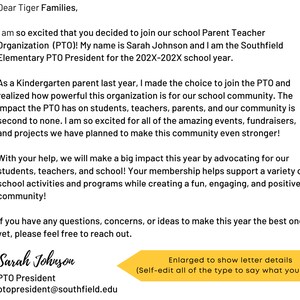Editable PTO PTA Welcome Letter Template: Minimalist School ...