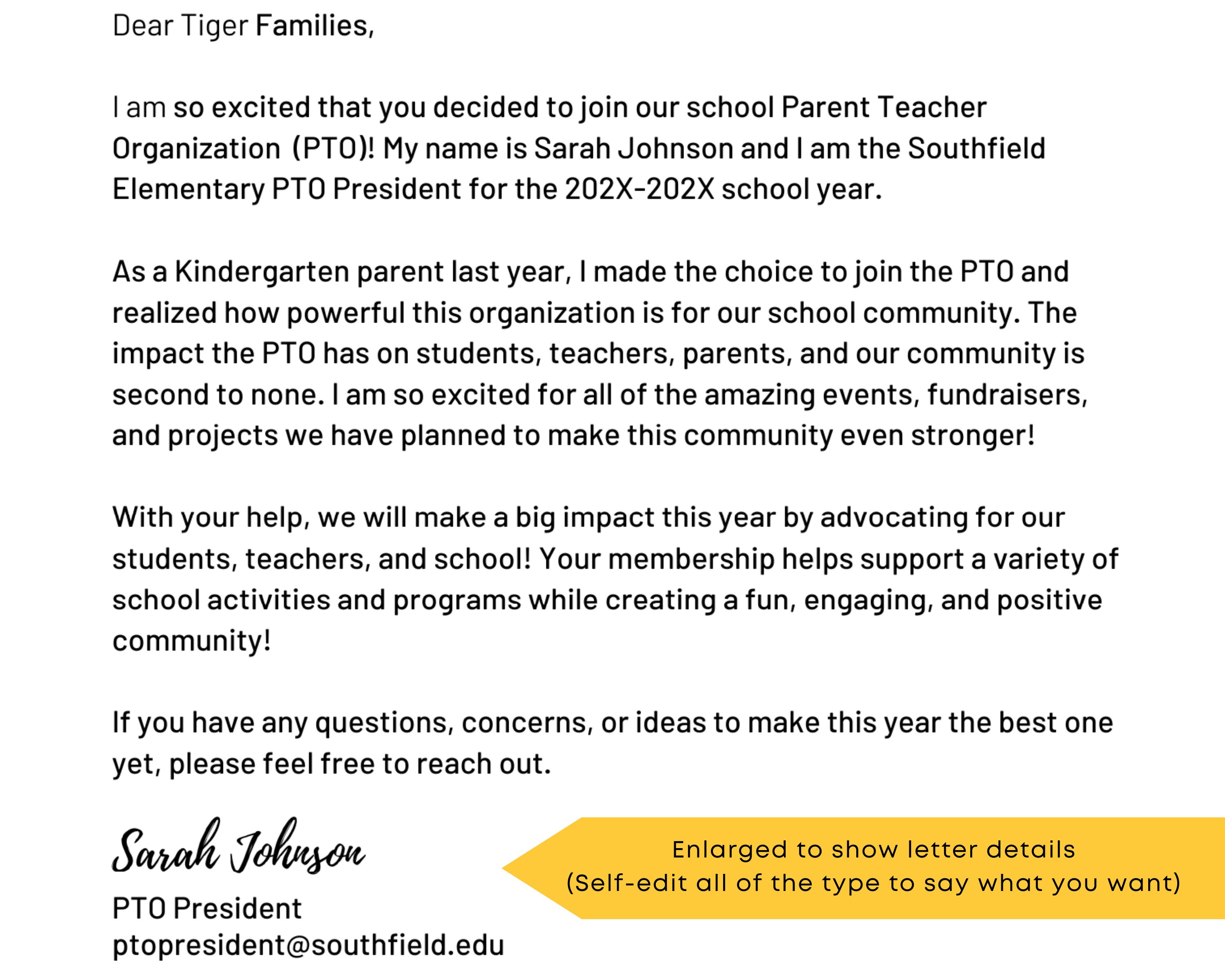 Editable PTO PTA Welcome Letter Template: Minimalist School ...
