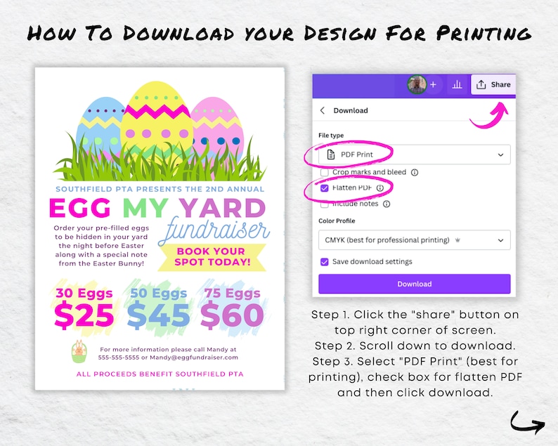DIY Egg My Yard Flyer: Editable Easter Fundraiser Template (canva ...