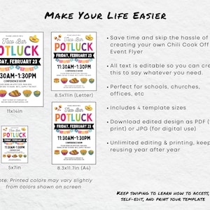Editable Taco Bar Potluck Flyer | Canva Fiesta Party Invitation ...