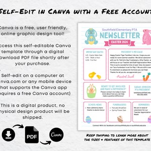 Editable Easter Newsletter Template, Monthly PTO PTA School News, Canva ...